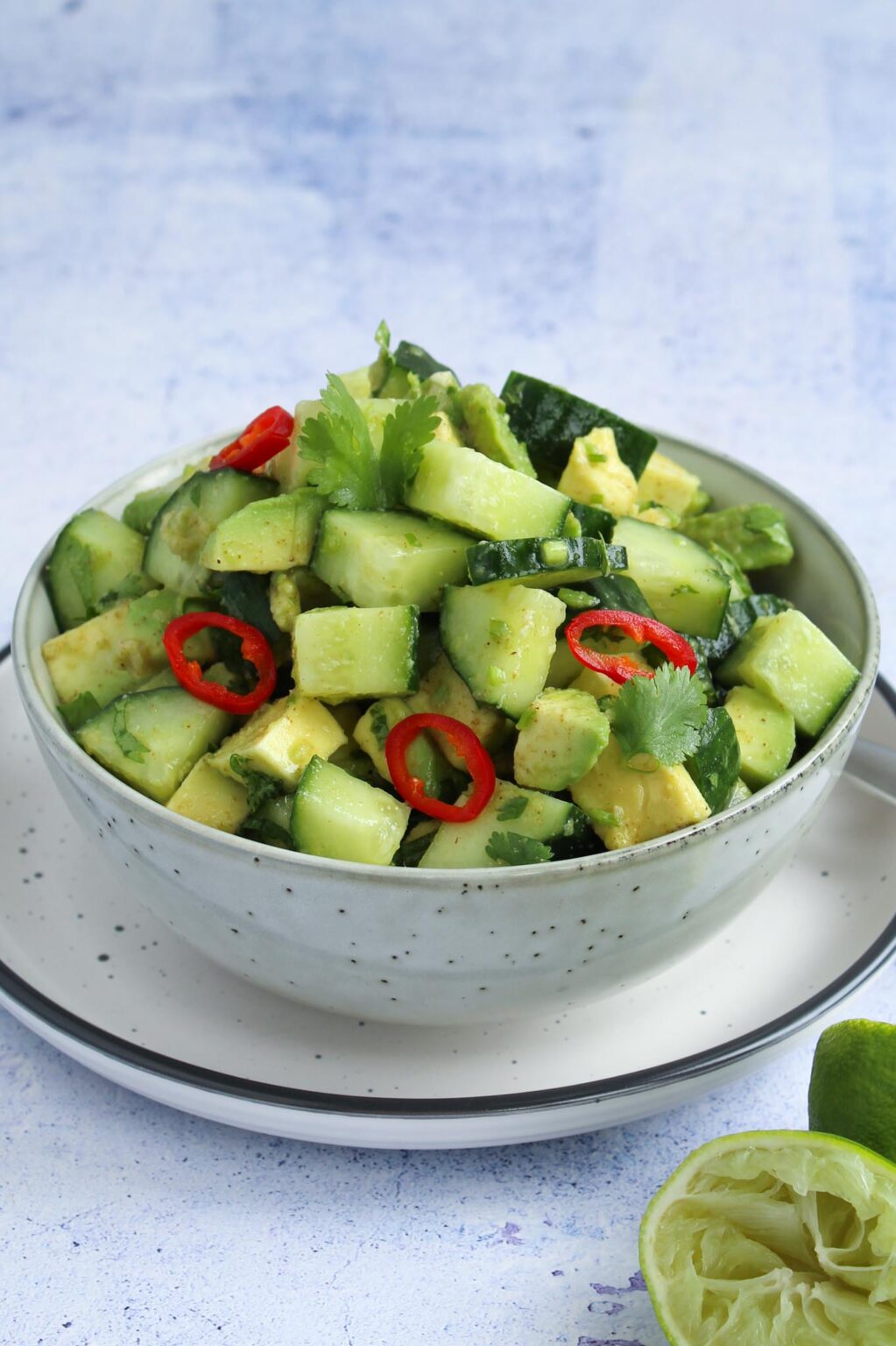 Delicious cucumber and avocado salad with lime dressing - A Is For Apple Au