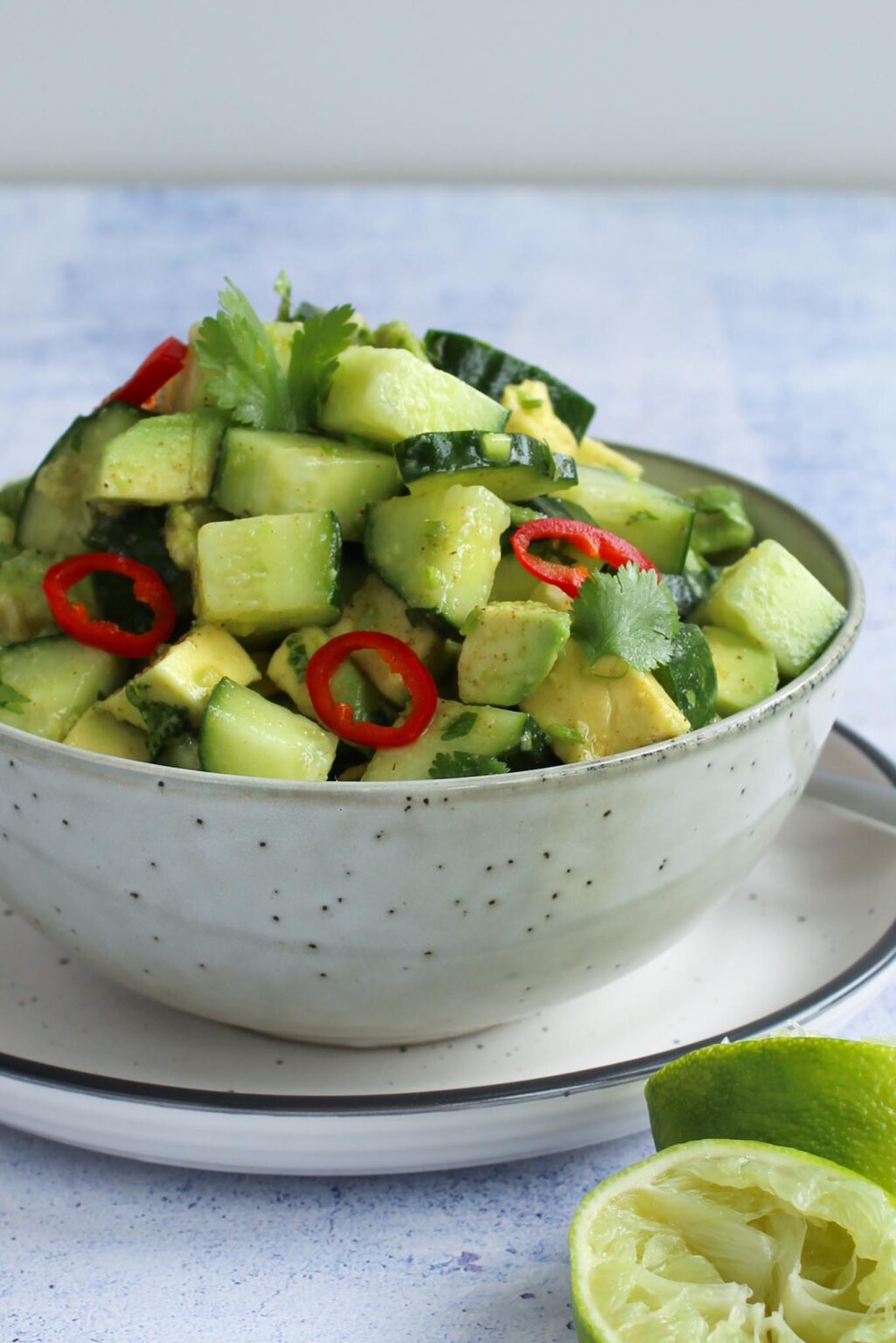 Delicious cucumber and avocado salad with lime dressing - A Is For Apple Au